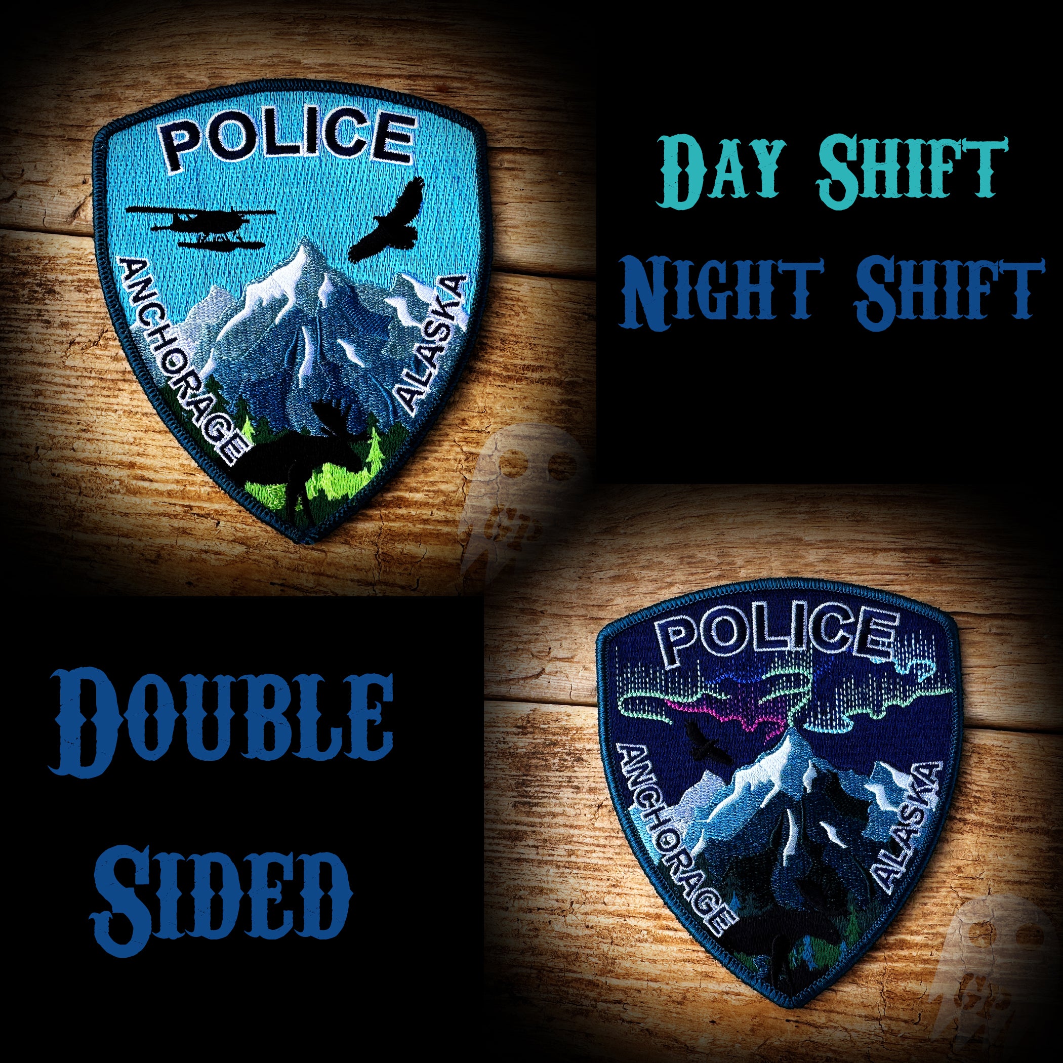 Anchorage, AK PD Day Shift / Night shift DOUBLE SIDED patch – GHOST PATCH