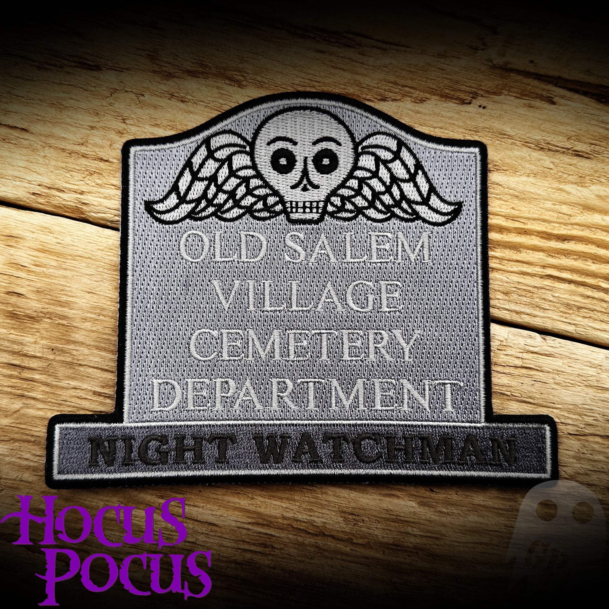 #79 -Old Salem Village Cemetary Night Watchman Patch - Hocus Pocus – GHOST PATCH
