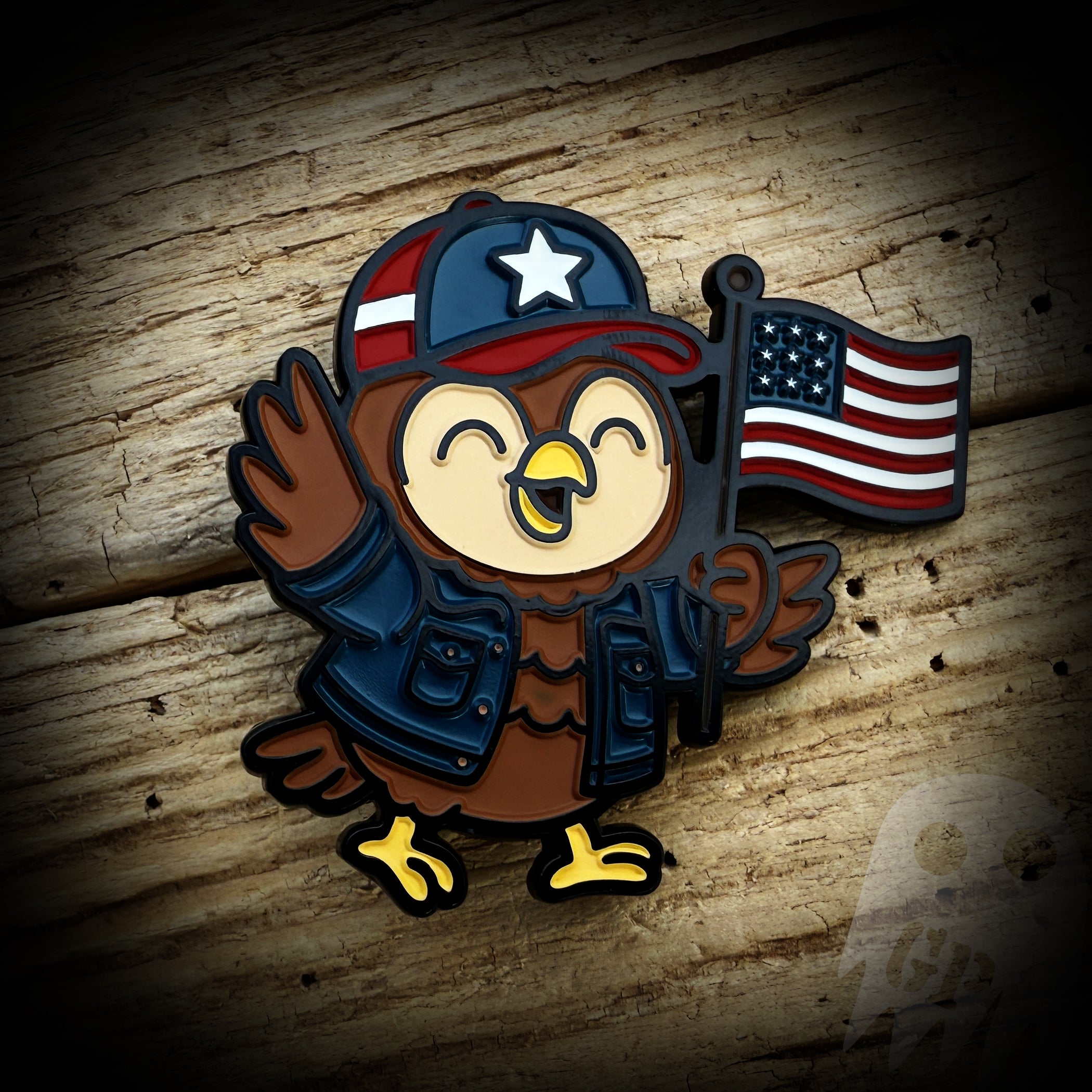 Patriotic Owl Enamel Pin – GHOST PATCH