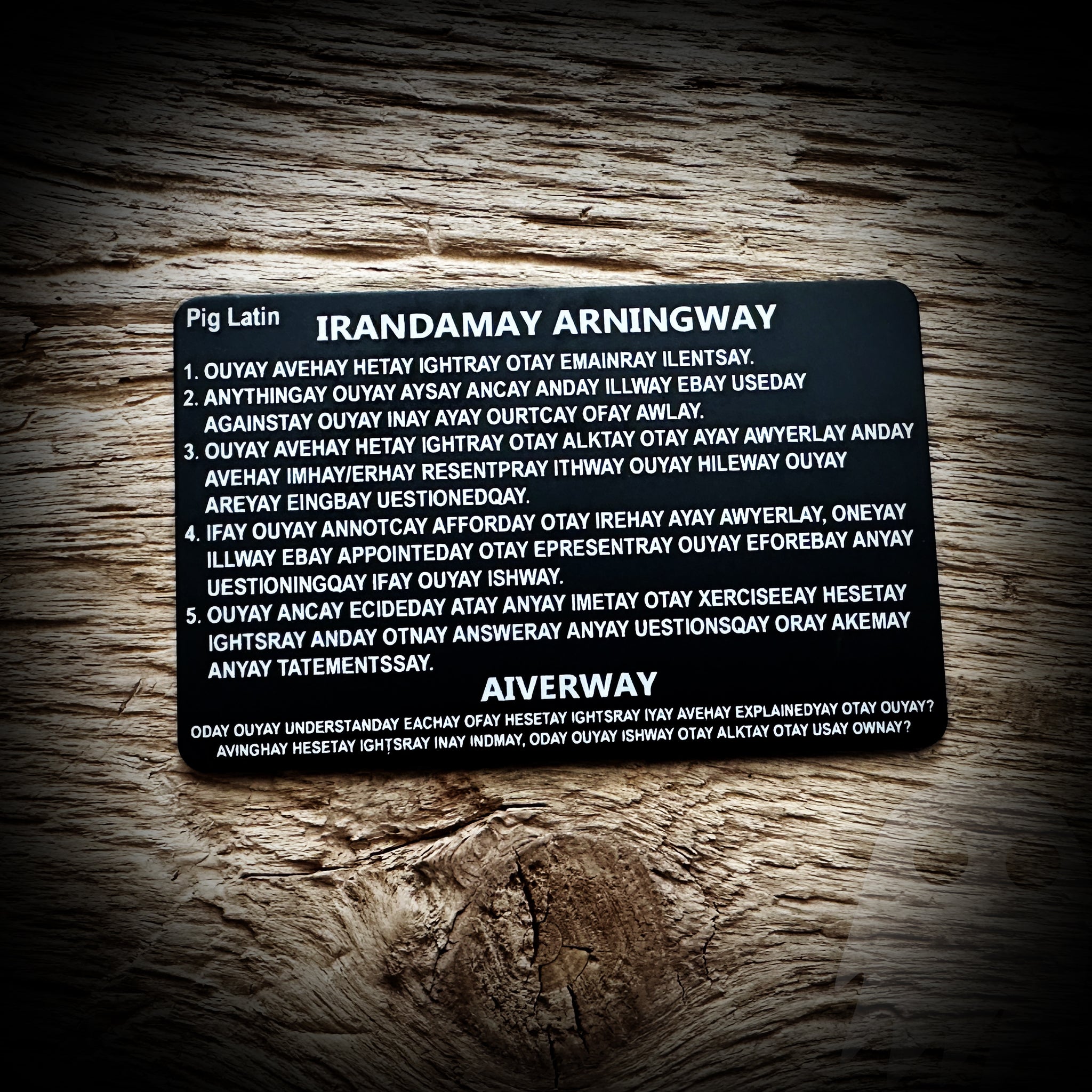 PIG LATIN - Ghost Patch Aluminum Miranda Card - PIG LATIN – GHOST PATCH